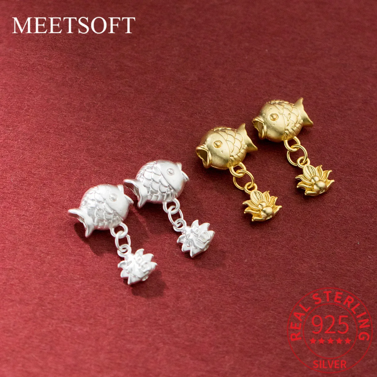 MEETSOFT-925-Sterling-Silver-Tridimensionais-Encantos-Peixe-de-DIY-Handmade-Colar-J-ias-Finas ...