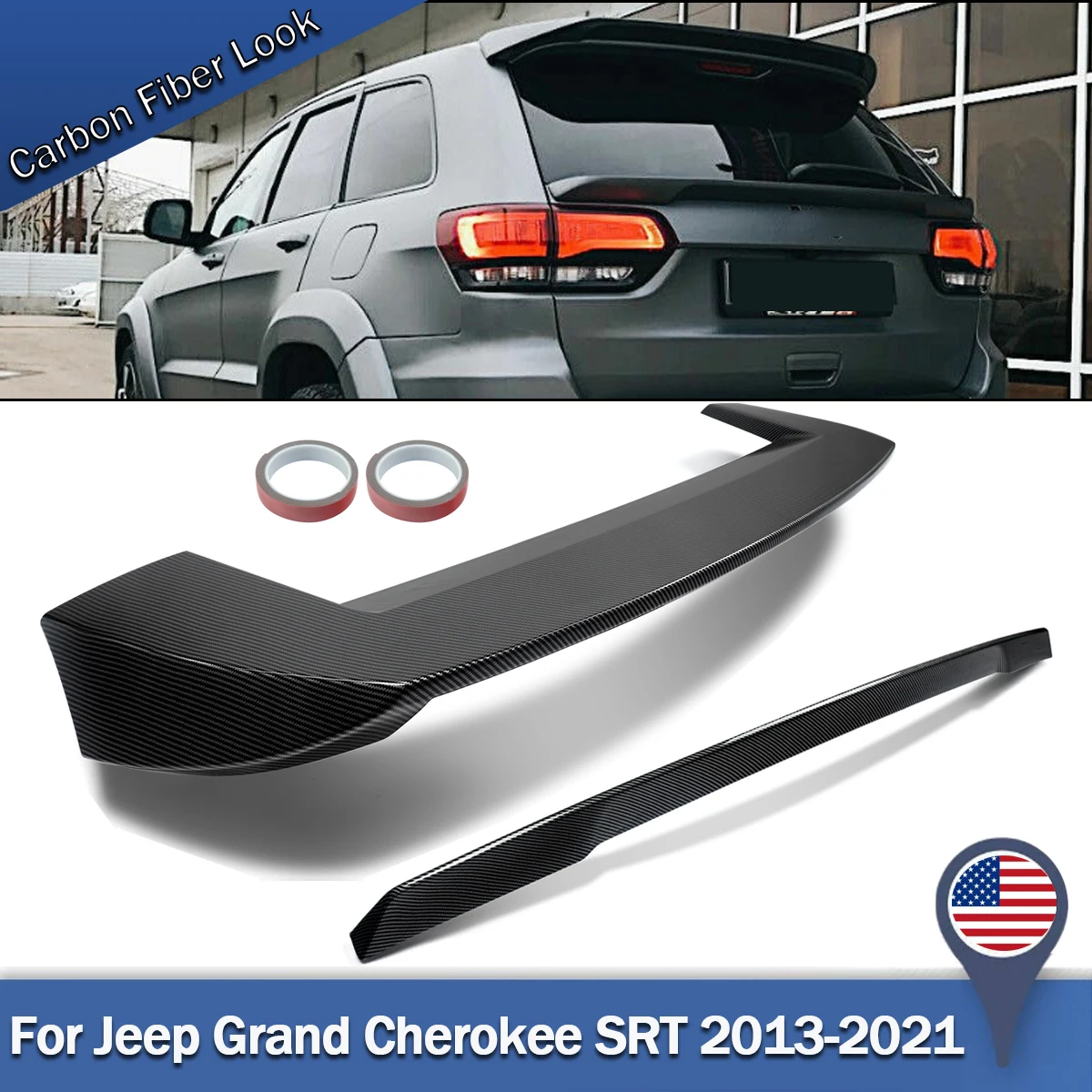 For Jeep Grand Cherokee SRT WK Rear Mid Wing Spoiler Lip Trunk Wing ...