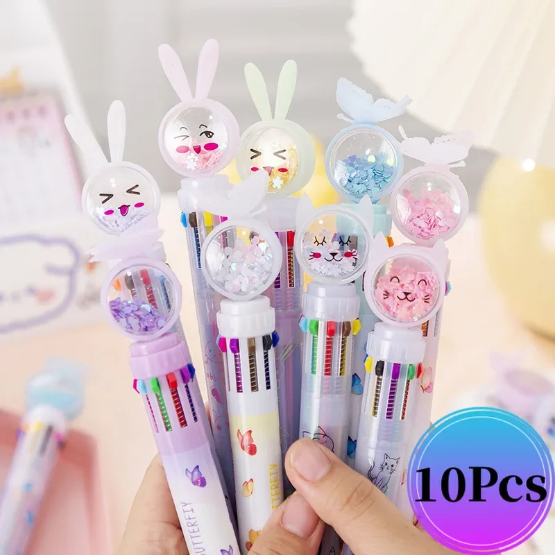 10Pcs-Lot-10-Color-Glitter-Glitter-Ballpoint-Pen-Colored-Pens-to-Write ...