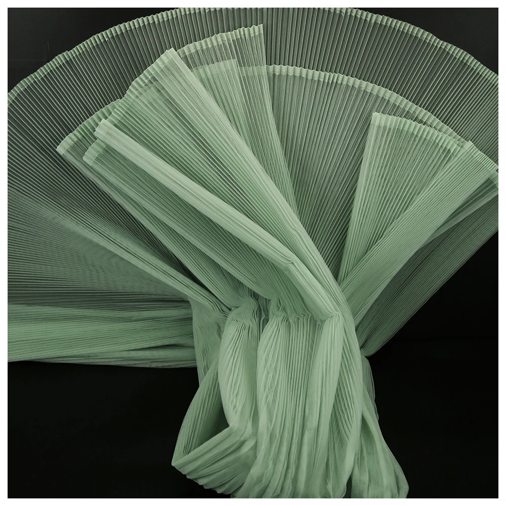 Light-Green-Organ-Pleated-Hard-Mesh-Fabric-Plisse-Fabric-Accordion ...