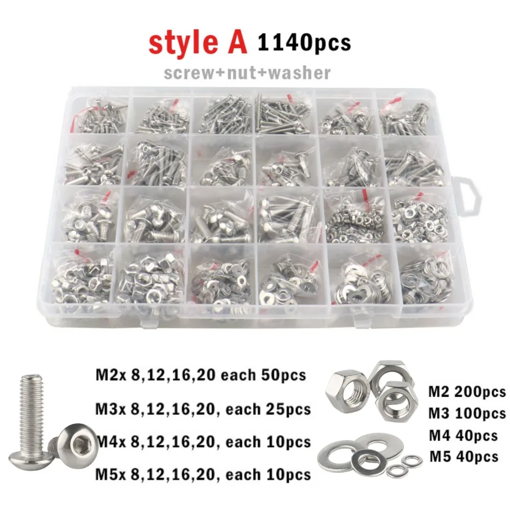 2100-400pcs-M2-M2-5-M3-M4-M5-304-Stainless-Steel-Allen-Hexagon-Hex ...