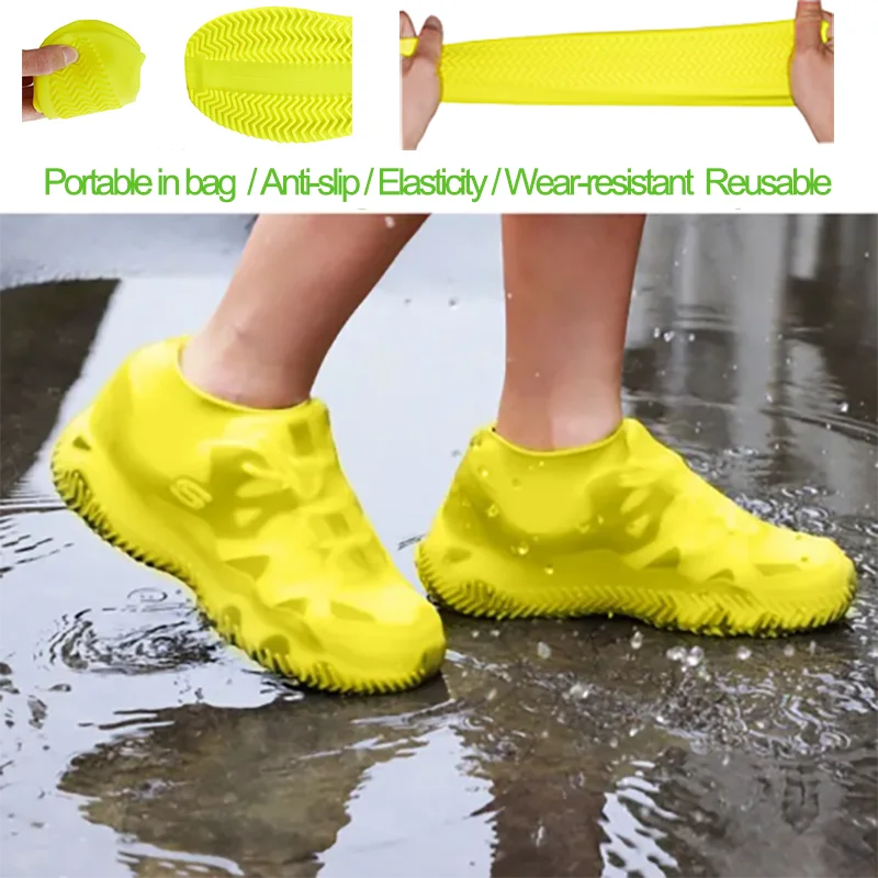 Waterproof Shoes Covers In Rain Wear-resistant Silicone Reusable ...