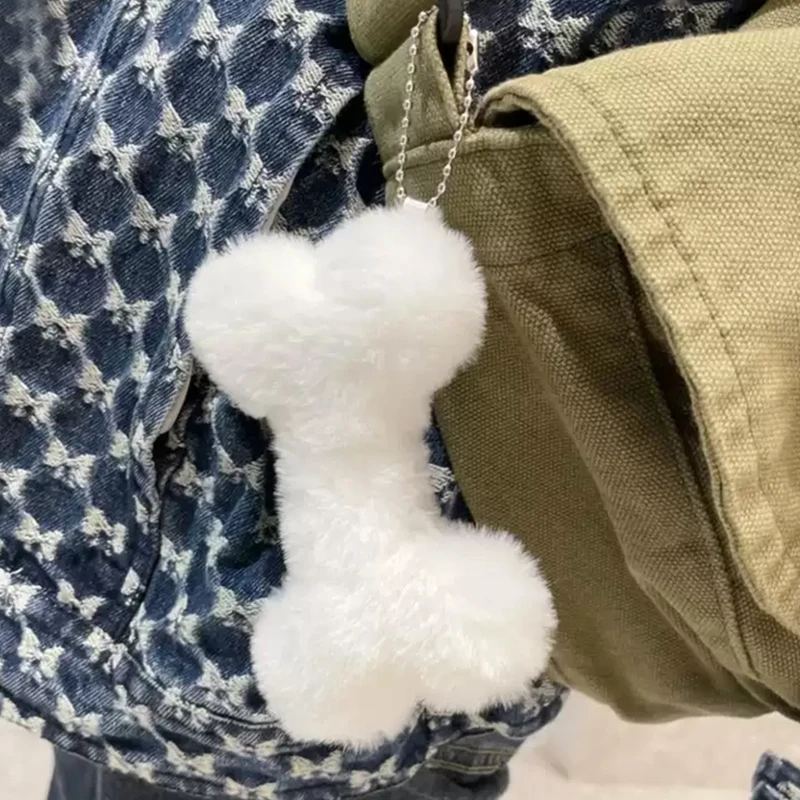 Cute-Dog-Bone-Pendant-Key-Ring-Plush-Keychain-Soft-Stuffed-Keyrings-for ...