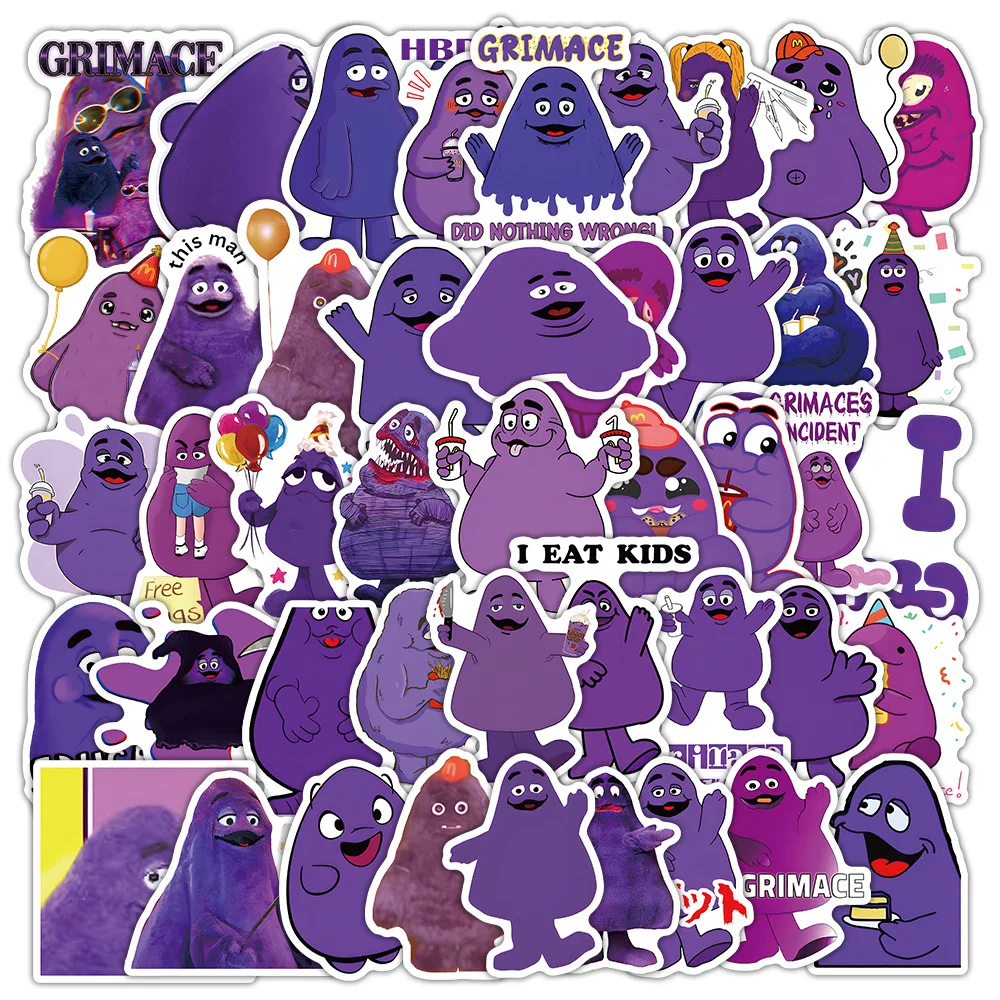 10-50Pcs-Cartoon-Purple-Grimace-Stickers-DIY-Humorous-Fun-Ghost-Face ...