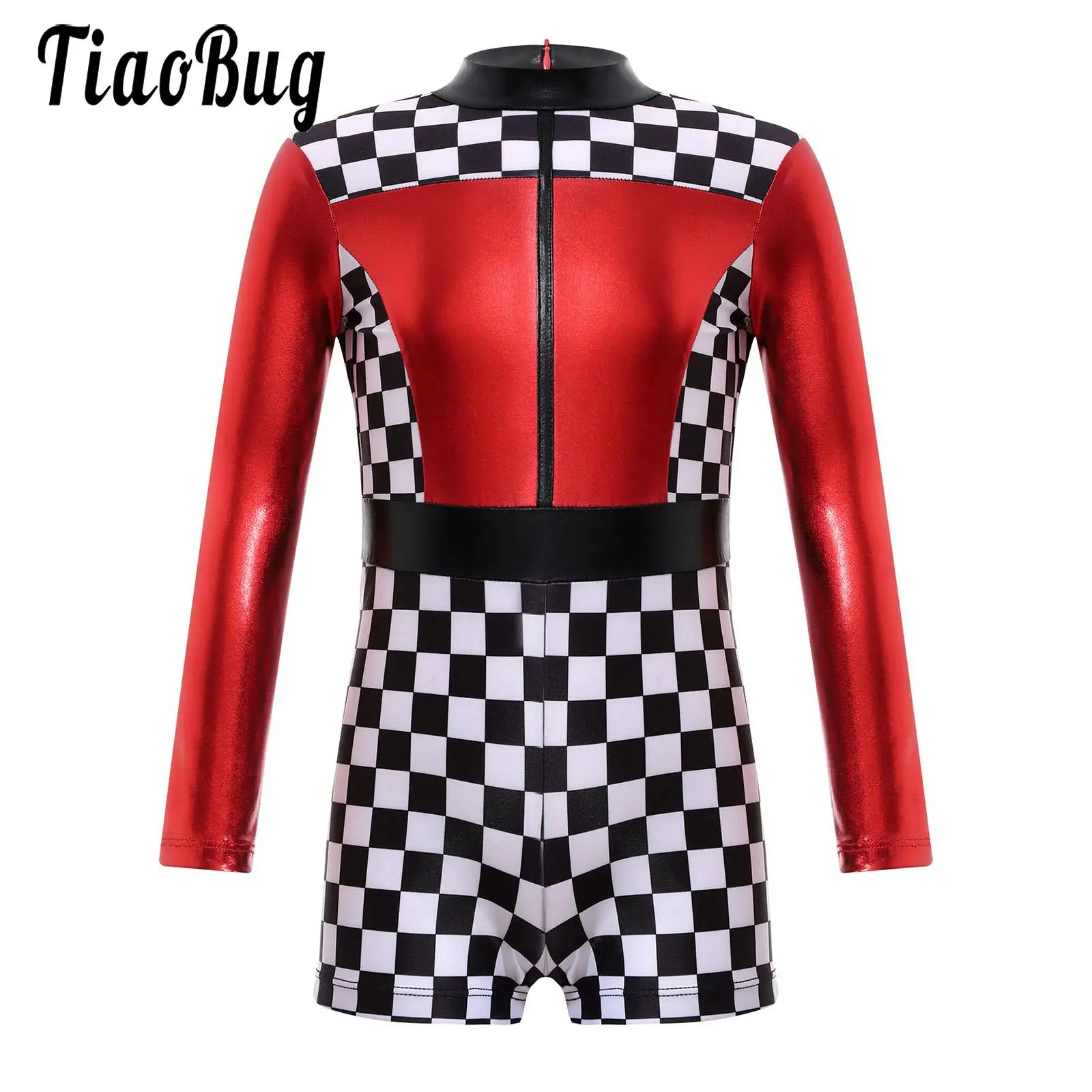 Girls-Racer-Car-Driver-Costume-Long-Sleeve-Dance-Leotard-Racer-Zipper ...