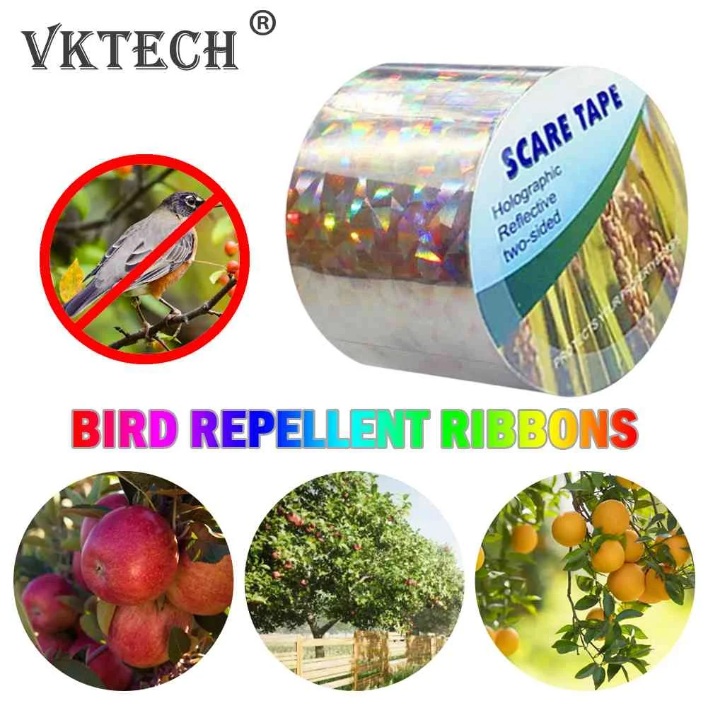 Bird Scare Tape Holographic Repellent Double Sided Reflective Scarecrow ...