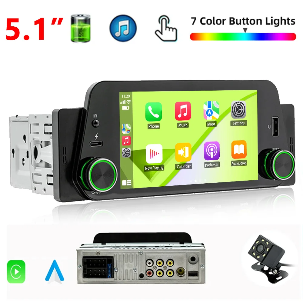 1Din-Car-Radio-Multimedia-Player-Carplay-Android-Auto-Mirrorlink-5inch ...