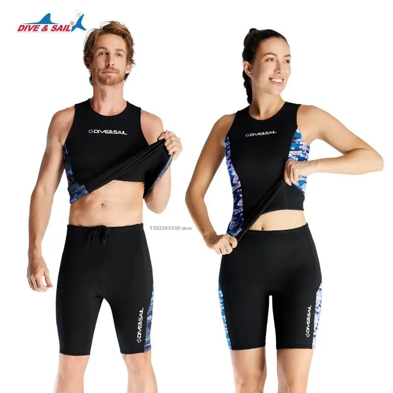 2MM Sleeveless Wetsuit Water Sport Neoprene Diving Top Diving Pants ...
