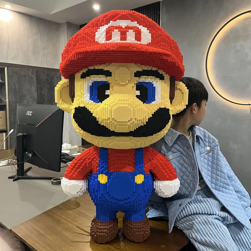 50/35/28cm Super Marios Bros Grandes Blocos de Construção Anime Figura ...