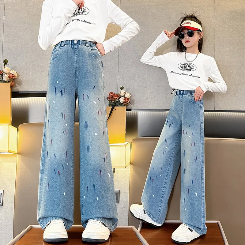 Kids-Girls-Jeans-2024-Spring-Denim-for-Baby-Girls-Straight-Wide-Leg ...