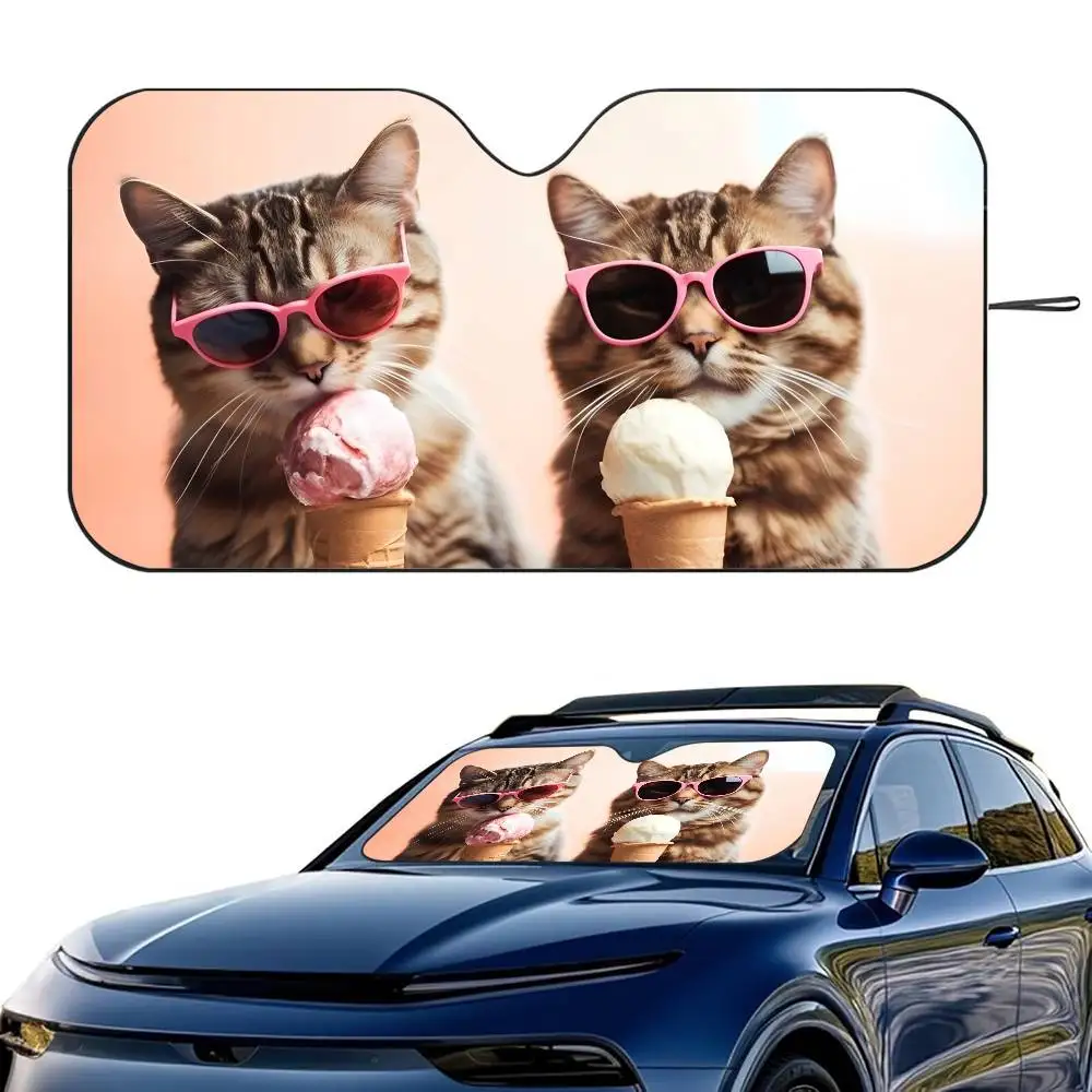 1PC Cute Cat Avatar Car SunShade Windshield Foldable Three-layer ...