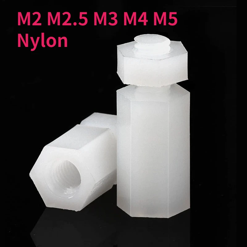 M2 M2.5 M3 M4 M5 White Plastic Nylon Insulated Hex Standoff Hexagon ...