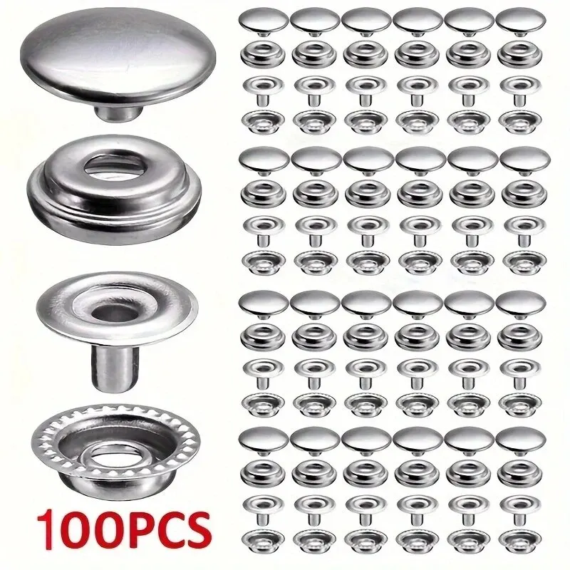 100pcs-Stainless-Steel-Canvas-Snap-Fastener-Kit-Snap-Fastener-Used-For ...