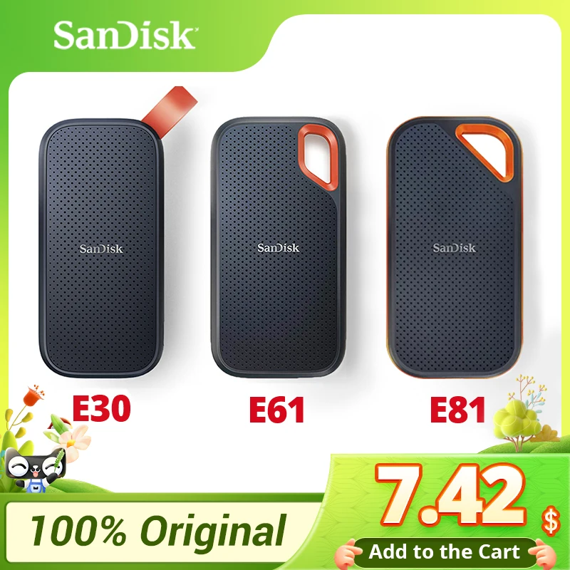 100% Sandisk Portable External Ssd 480gb 520mb/s External Hard Drive ...