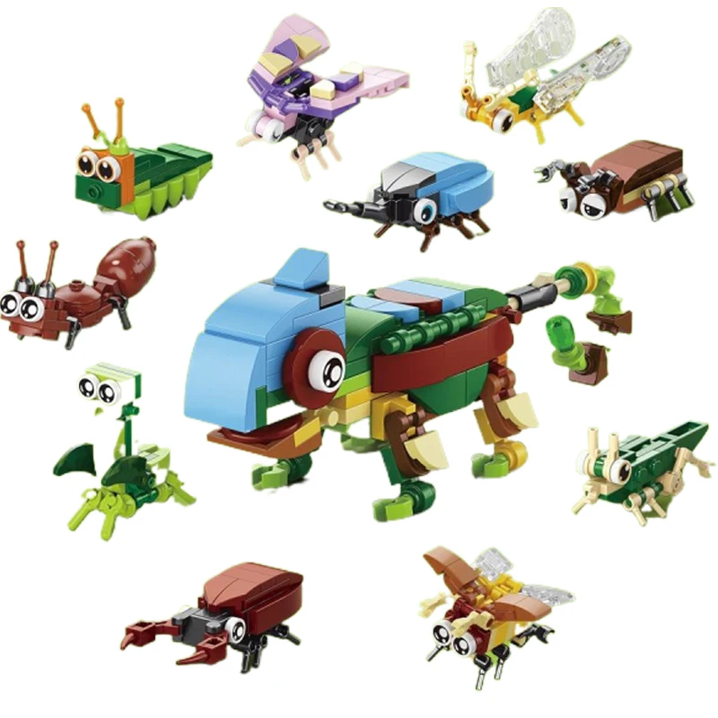 Dinosaur Insect Animal Park Cartoon Butterfly Mini Model MOC Building ...