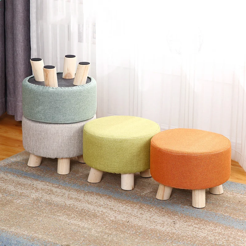 Small Round Wooden Stool | Low Stools Living Room | Low Upholstered ...