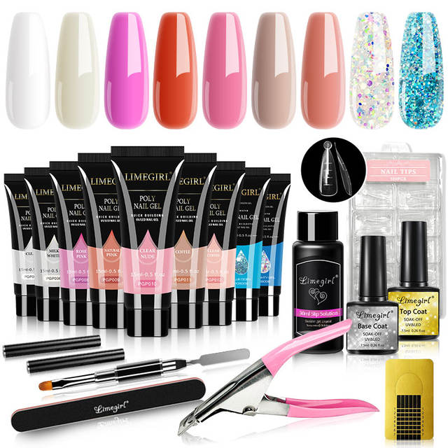 Limegirl 17Pcs Poly Nail Gel Extention Kit - Limegirlstore