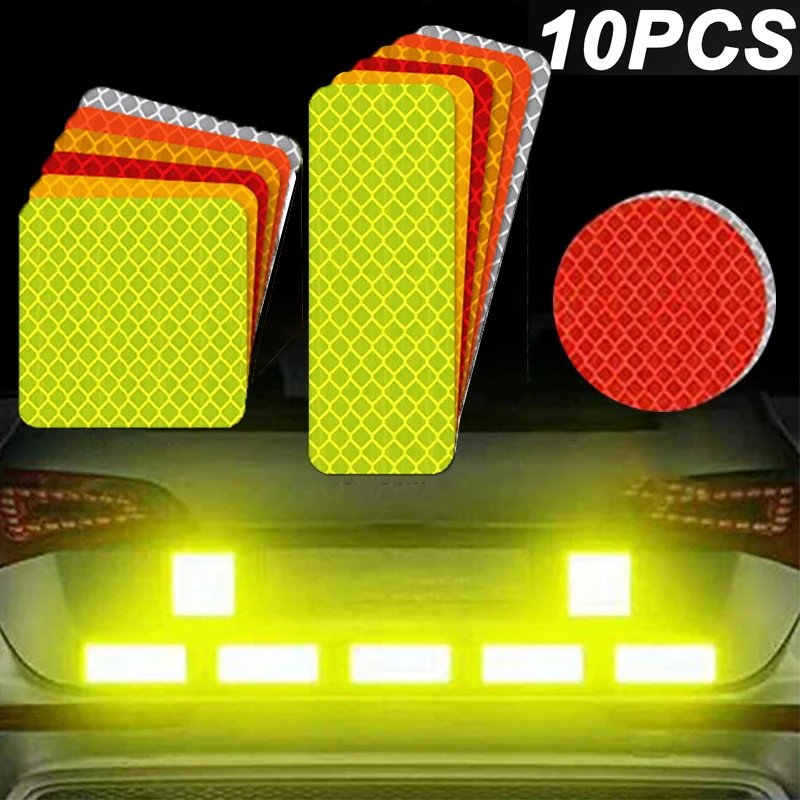 10Pcs-Car-Bumper-Reflective-Stickers-Reflective-Warning-Strip-Tape ...