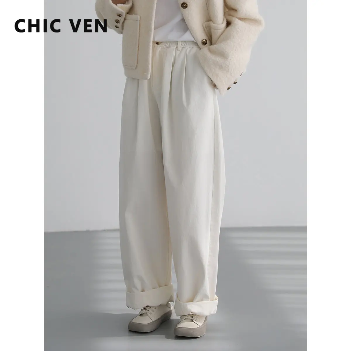 CHIC-VEN-Women-Pants-Streetwear-High-Waist-Pleated-Casual-Women-s ...