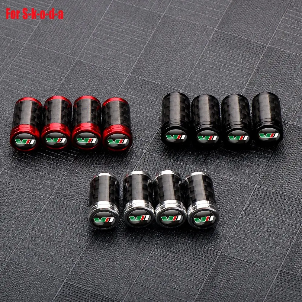 4PCS Car Carbon Fiber Wheel Tire Valve Stem Caps Dust proof Cover For ...