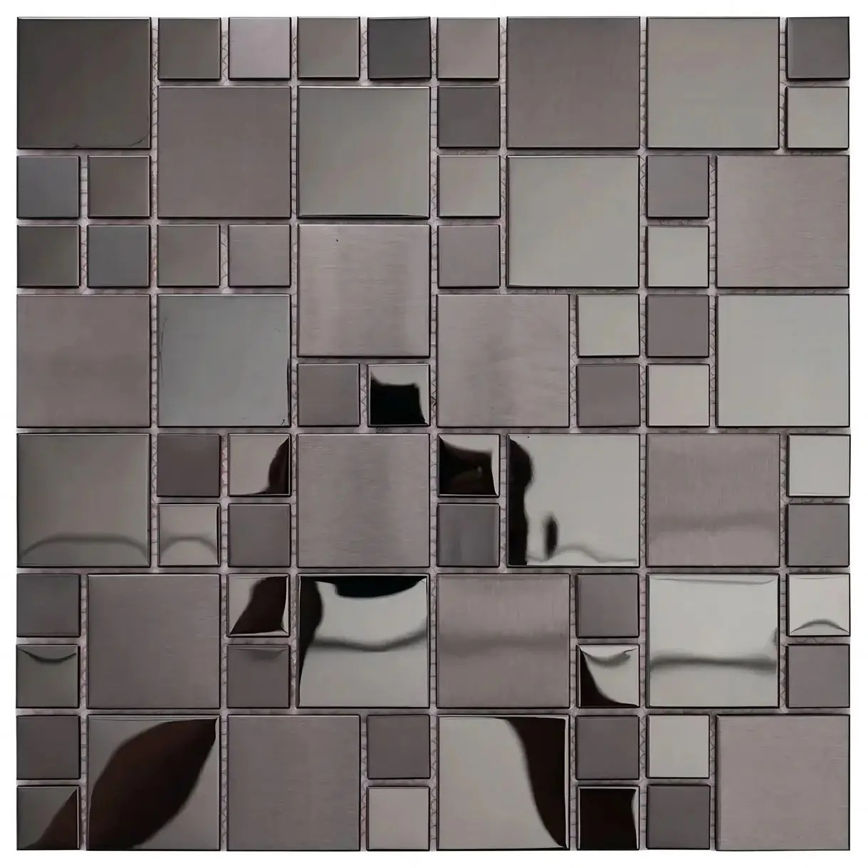 Brushed-Matte-Mix-Glossy-Black-Metal-Stainless-Steel-Mosaic-Wall-Tile ...