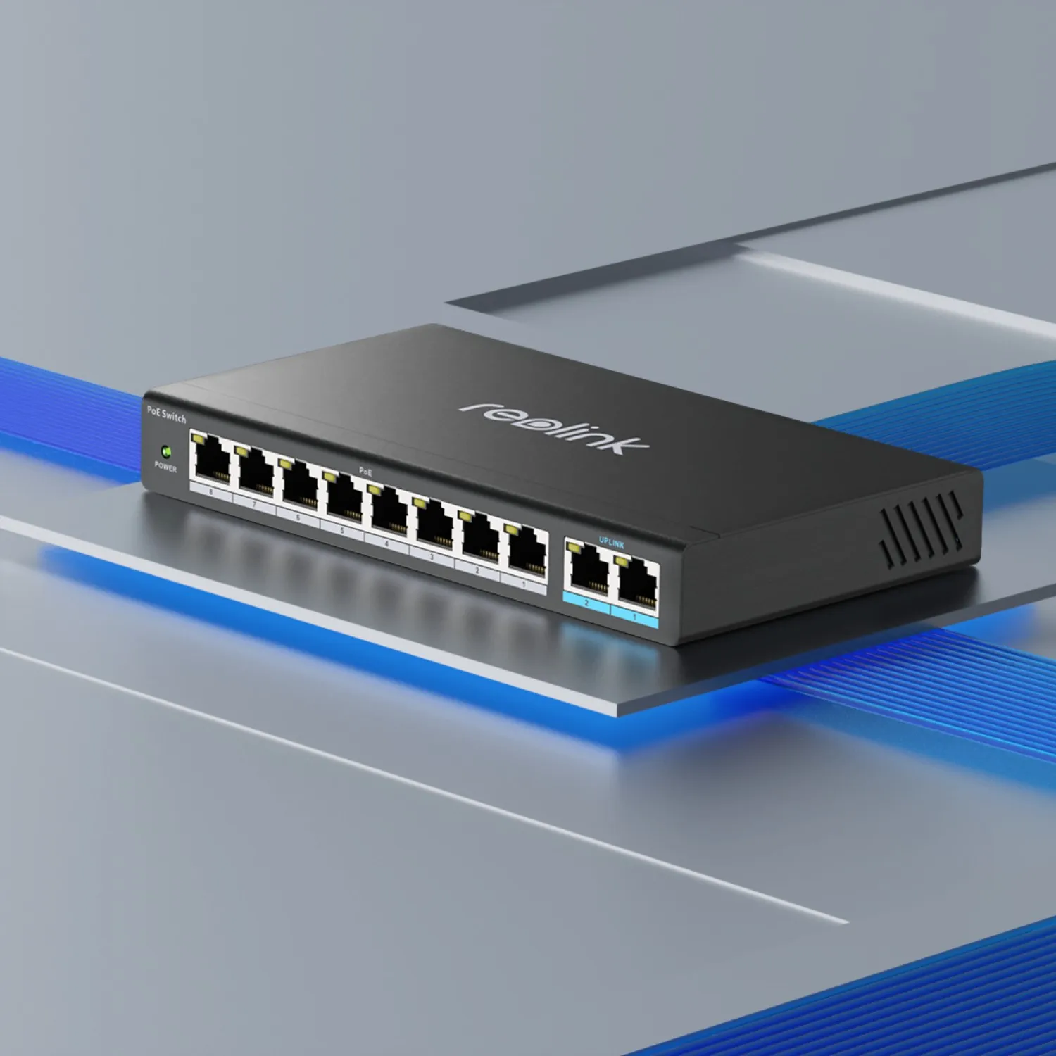 Reolink 10-Port PoE Switch 2 Gigabit Uplink Ports 120W Power Budget PoE ...