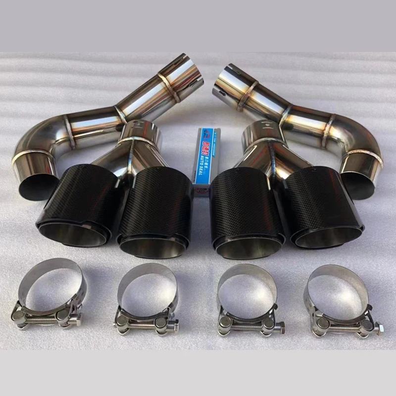 1 Set 304 Stainless Steel Carbon Fiber Exhaust Pipe Muffler Tip Black ...