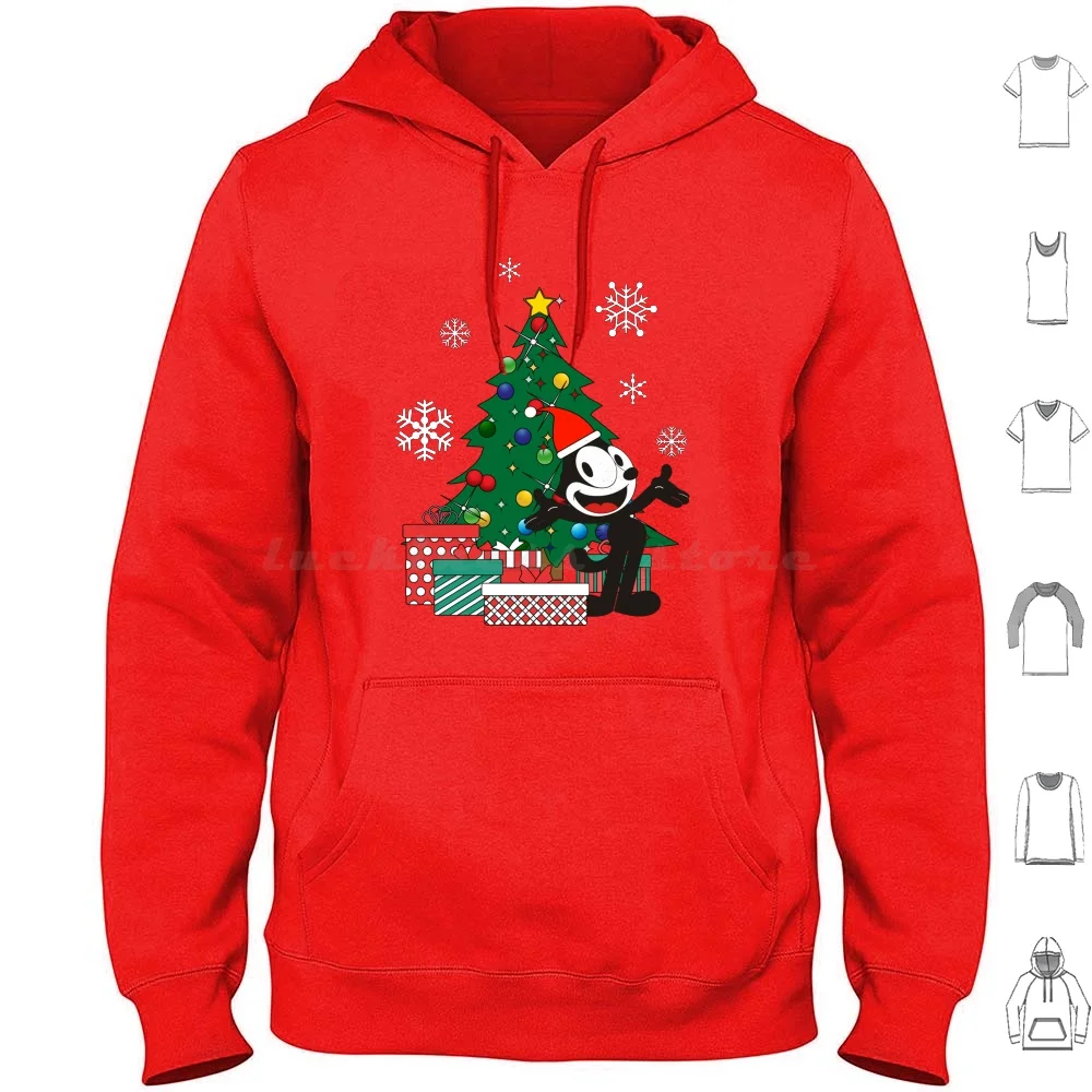 Around-The-Christmas-Tree-Hoodies-Long-Sleeve-Felix-Black-White-Cat ...