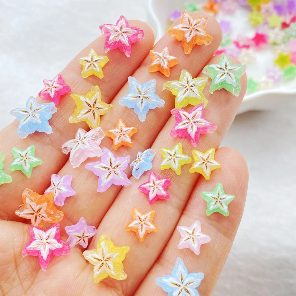 50pcs Mixed Resin Cute mini fruit starfruit star Flatback Rhinestone ...