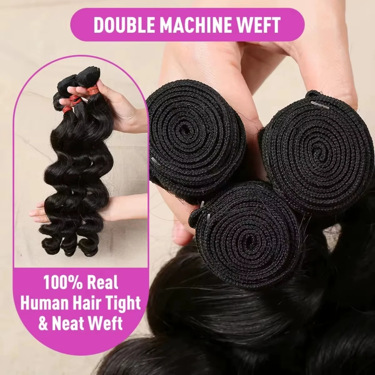 15A Loose Wave Curly Human Hair Bundle 30 Inch Brazilian Natural Weave ...