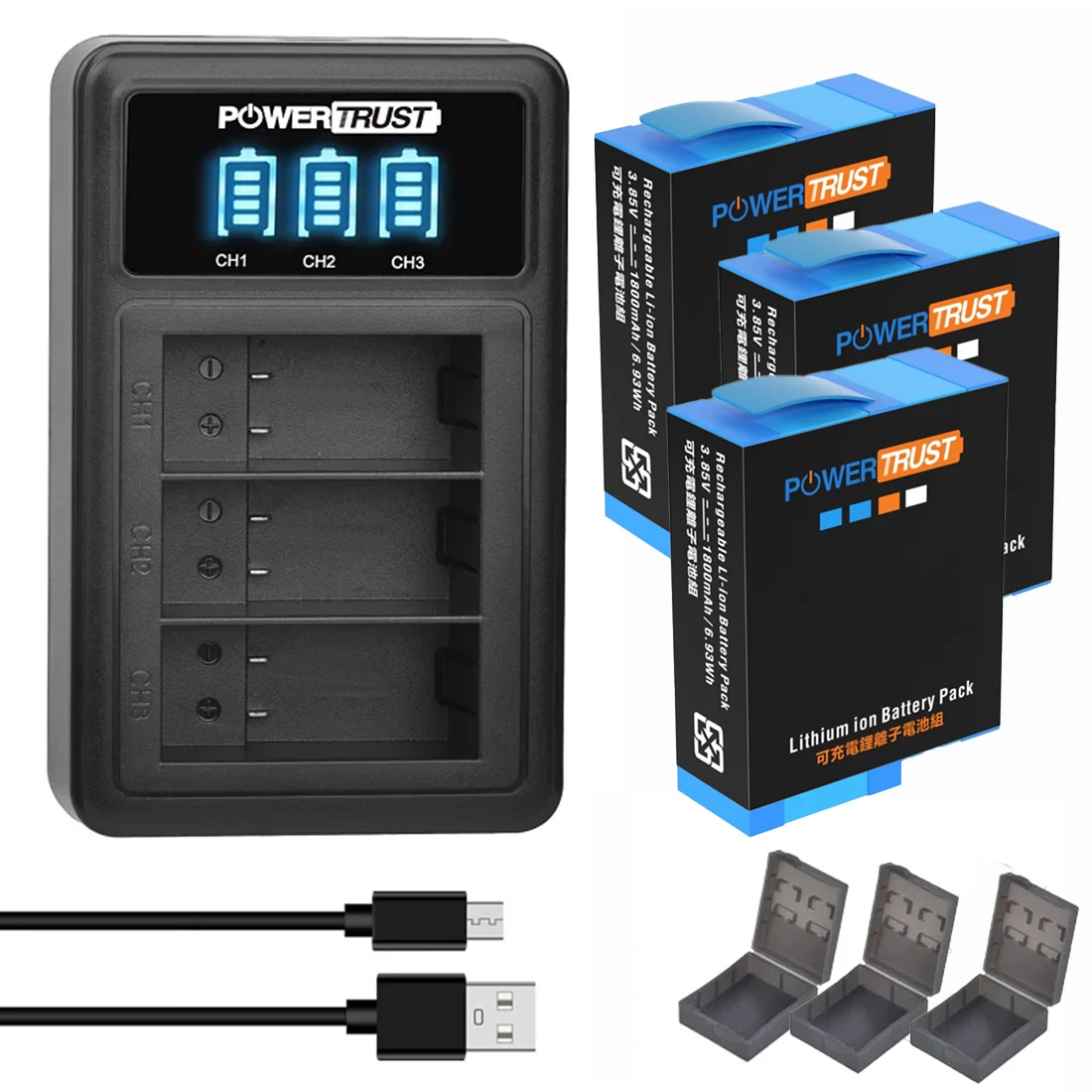 Replacement-GoPro-Enduro-Battery-ADBAT-211-LED-3-Channel-USB-Charger ...