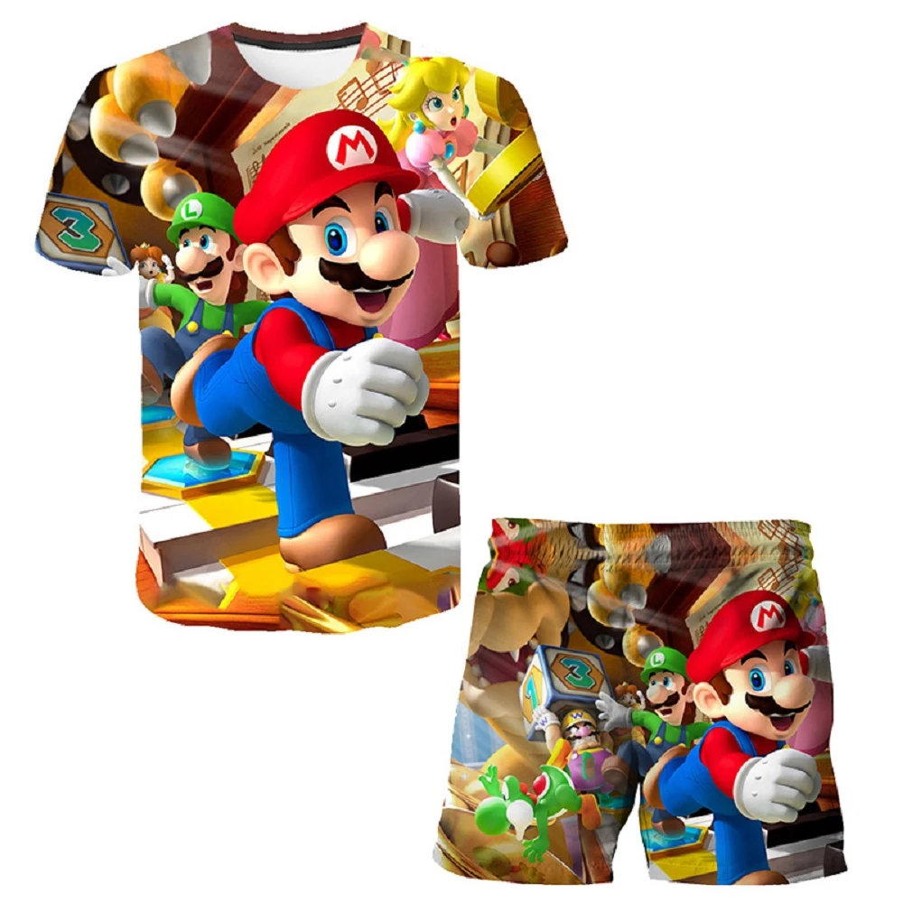 Conjunto de camiseta de Super Mario Bros en 3d para niños, ropa ...