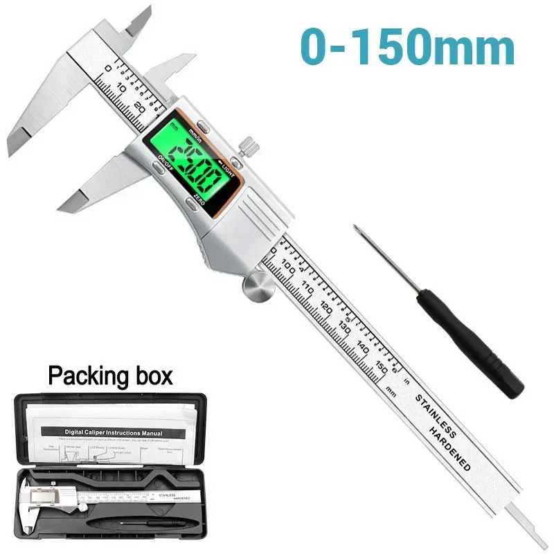 Digital-Electronic-Caliper-150mm-Stainless-Steel-Metal-Industrial ...