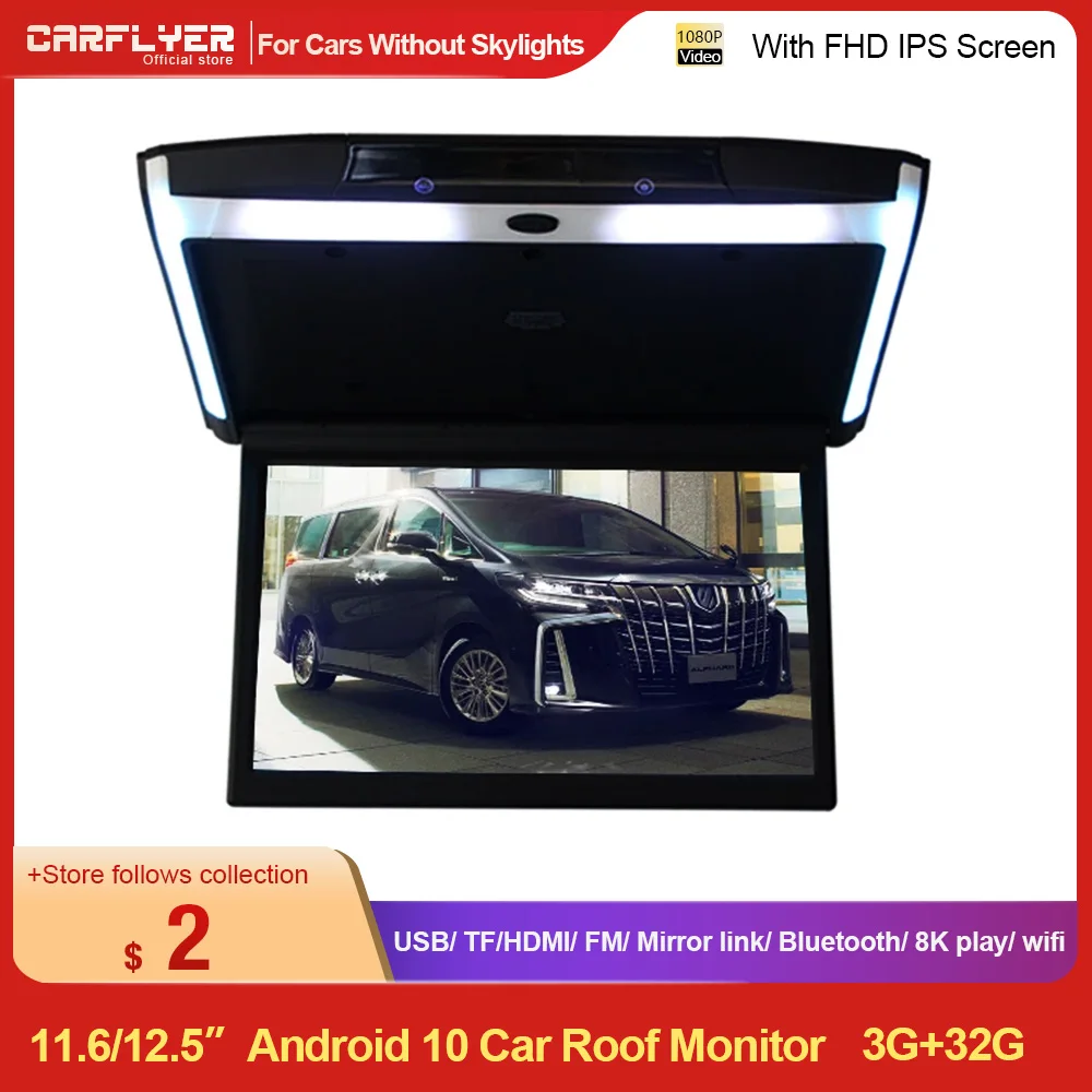 11.6 Inch Display Digital Screen Android 9.0 Car Roof Monitor Lcd Flip ...