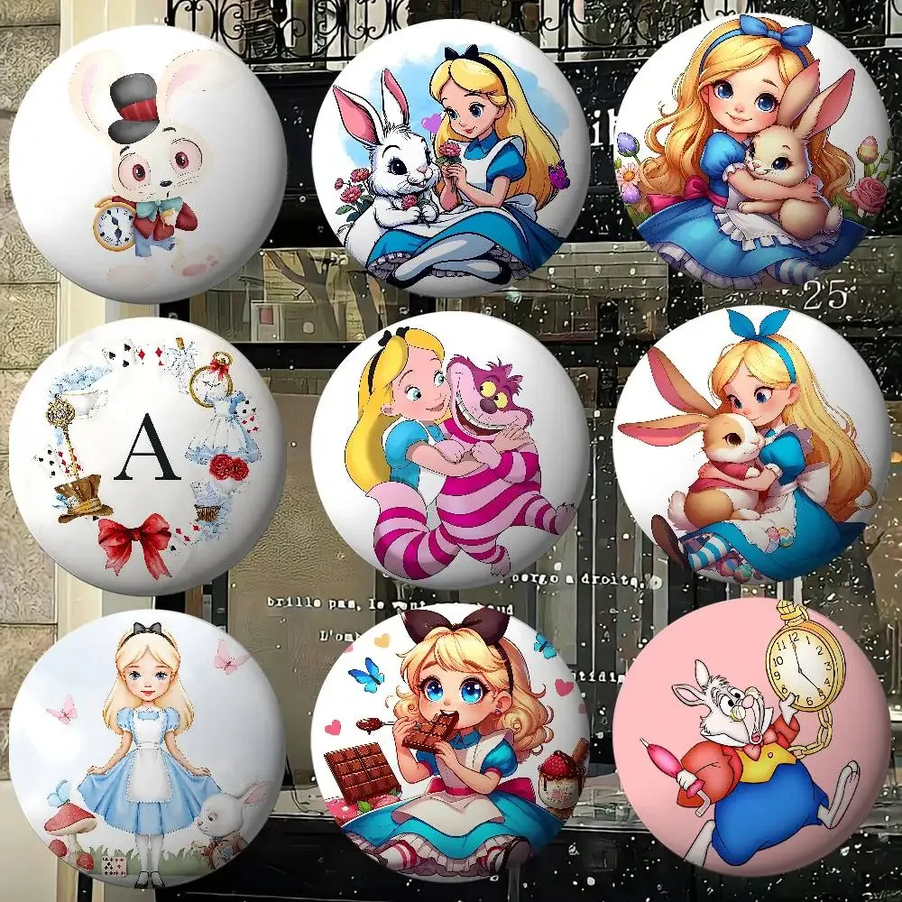 C-Alice In W-Wonderland Badges Tinplate Soft Button Pin Brooch Metal ...