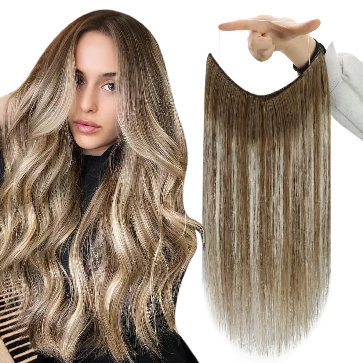 Full-Shine-Fish-Line-Hair-Extensions-Invisible-Thread-Hair-Extension ...