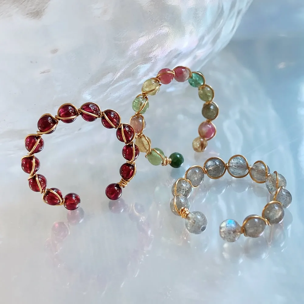 Ring Stone Labradorite | Quartz Natural Stone Ring | Natural Stone Band ...