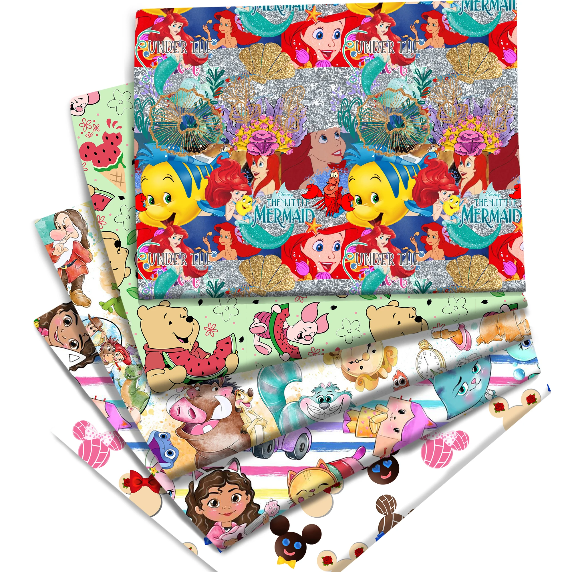 Disney-Character-Mermaid-Ariel-Moana-UP-Cotton-Fabric-Printed-Cloth ...