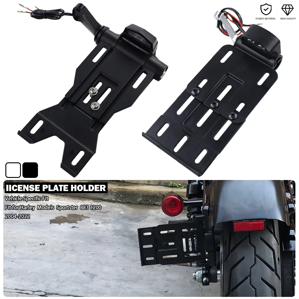 Motorcycle-Side-License-Plate-Holder-LED-Display-Bracket-For-Harley ...