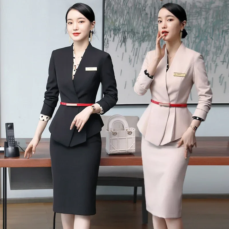 Elegant-Long-Sleeve-Hotel-Front-Desk-Suits-For-Women-Professional ...