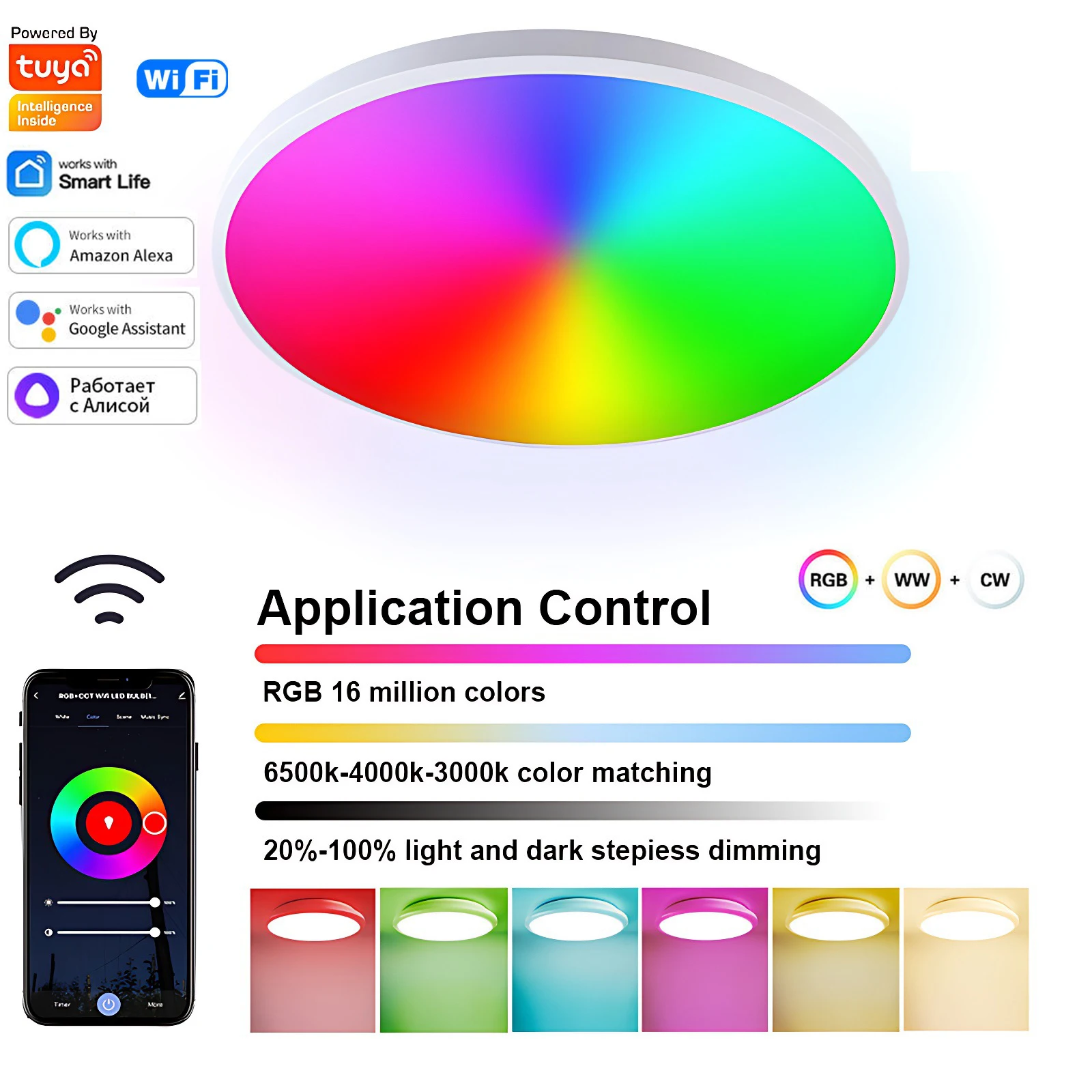 Tuya Wifi Smart Ceiling Light RGB WW CW LED with Smart LifeApp ...