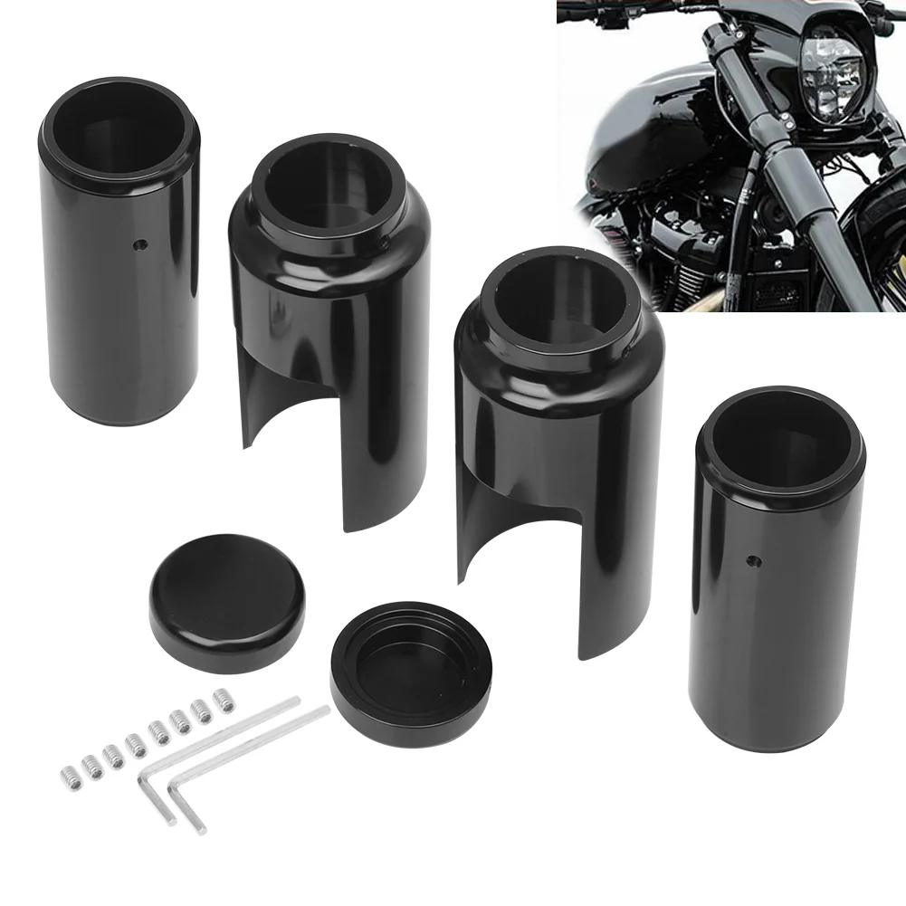 Motorcycle Aluminum Black Full Front Fork Covers Tube Caps Protector ...