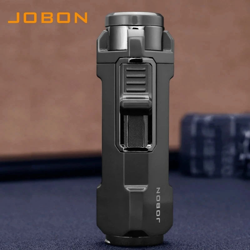 JOBON-New-Windproof-Metal-3-Blue-Flame-Butane-Gas-Lighters-Retro-Cigar ...