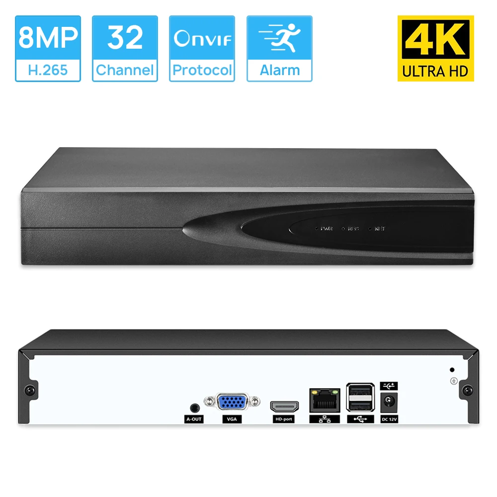4K ONVIF CCTV NVR 32CH/16CH/9CH 4K 8MP Network Video Recorder Face ...