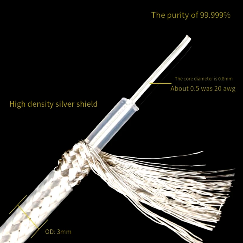 Pure Silver Bulk Audio Digital Coaxial Cable RCA Signal Line Silver ...