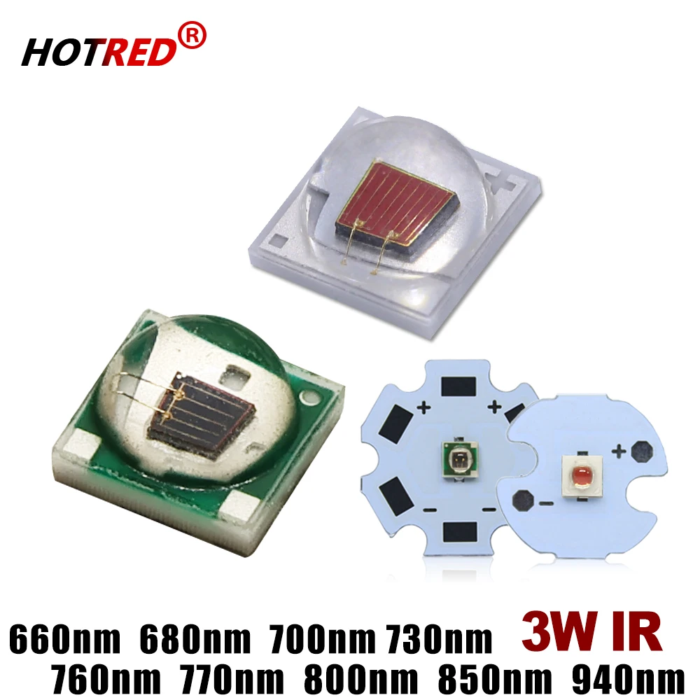 10 Uds 3W 3535 660nm 680nm 700nm 730nm 850nm 940nm cuentas IR de color ...