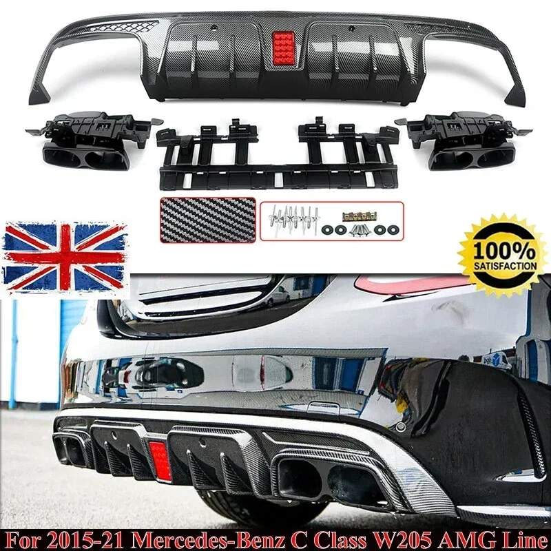 C63-C63S-C43-4-Door-Sedan-Rear-Diffuser-With-Exhaust-Endtips-For ...