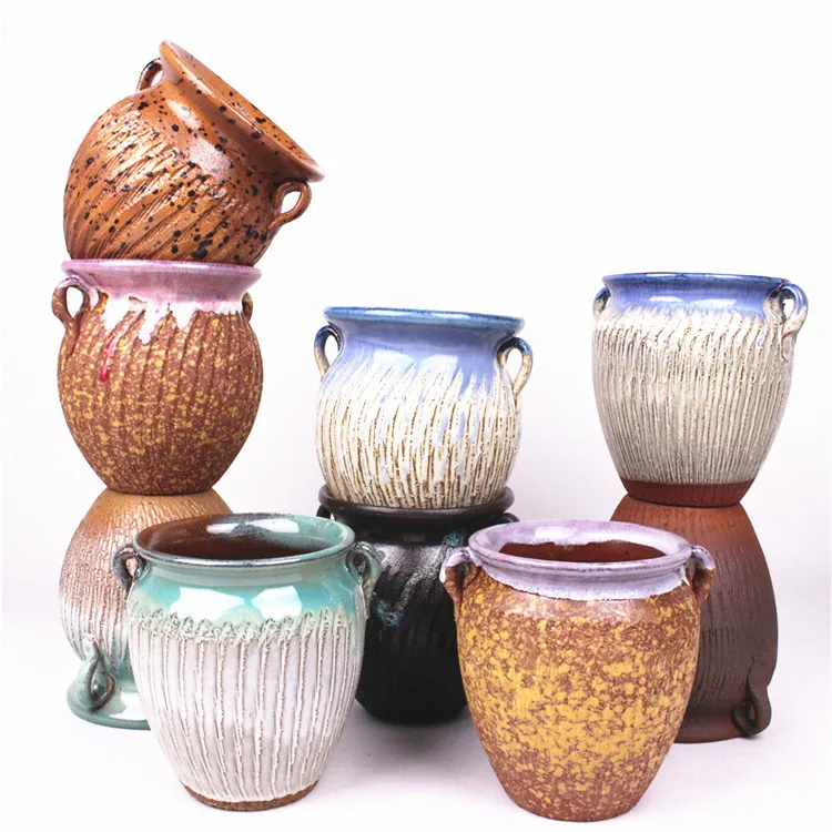 Purple-Sand-Big-Flower-Pot-Trophy-Colored-Glazed-Retro-Ceramic-Flower ...