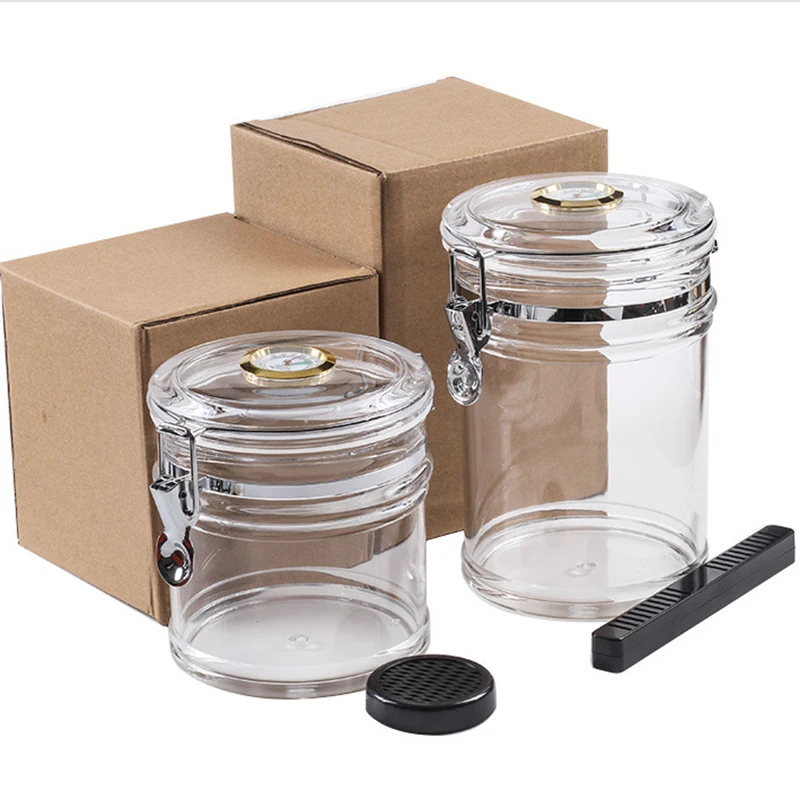 Acrylic-Humidor-Jar-with-Hygrometer-and-Humidifier-Portable-Cigar-Case ...