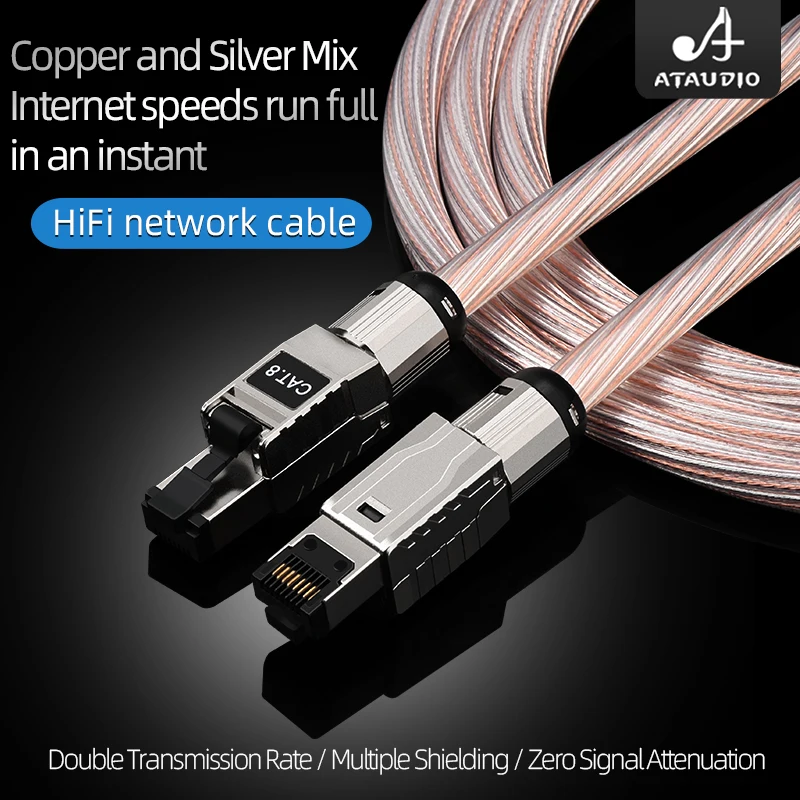 Cable-Ethernet-Hifi-Cat8-de-alta-gama-OCC-plateado-transmisi-n-de-10GB ...